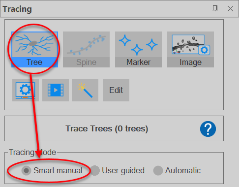 Tracing trees in Smart manual mode